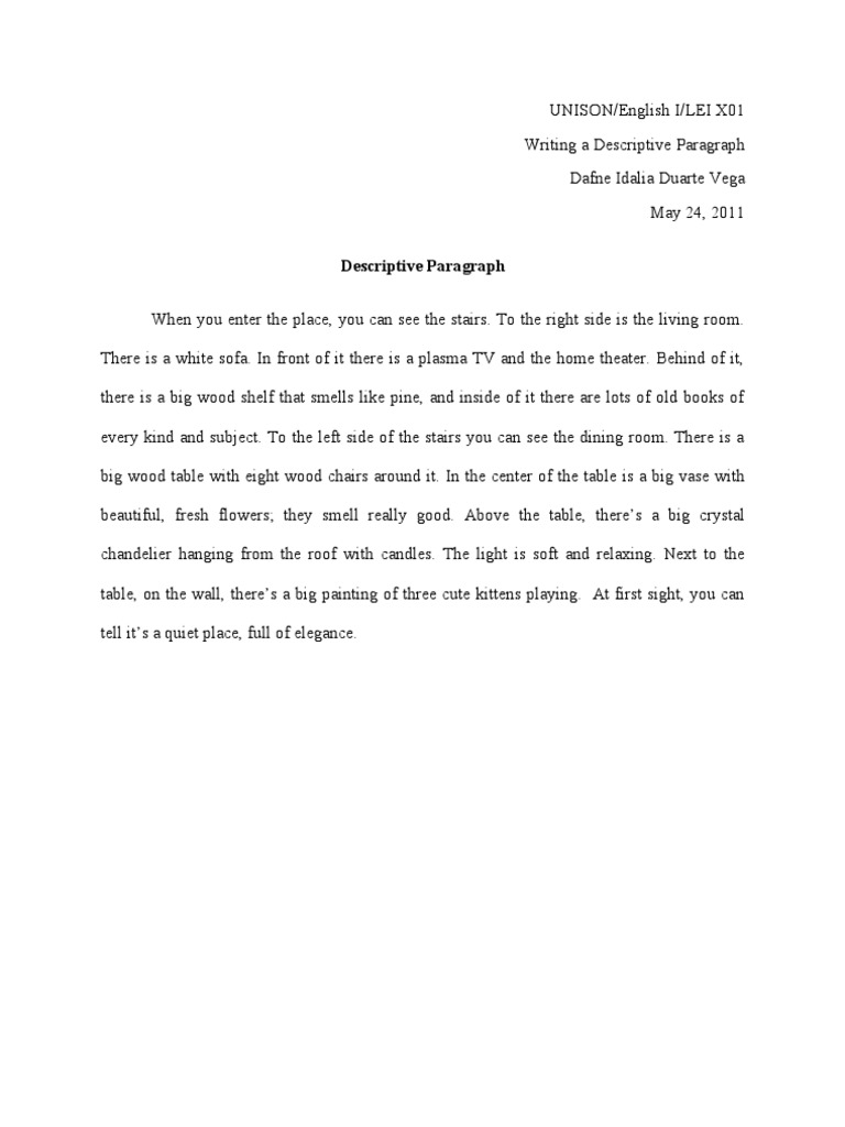 Descriptive Paragraph | PDF