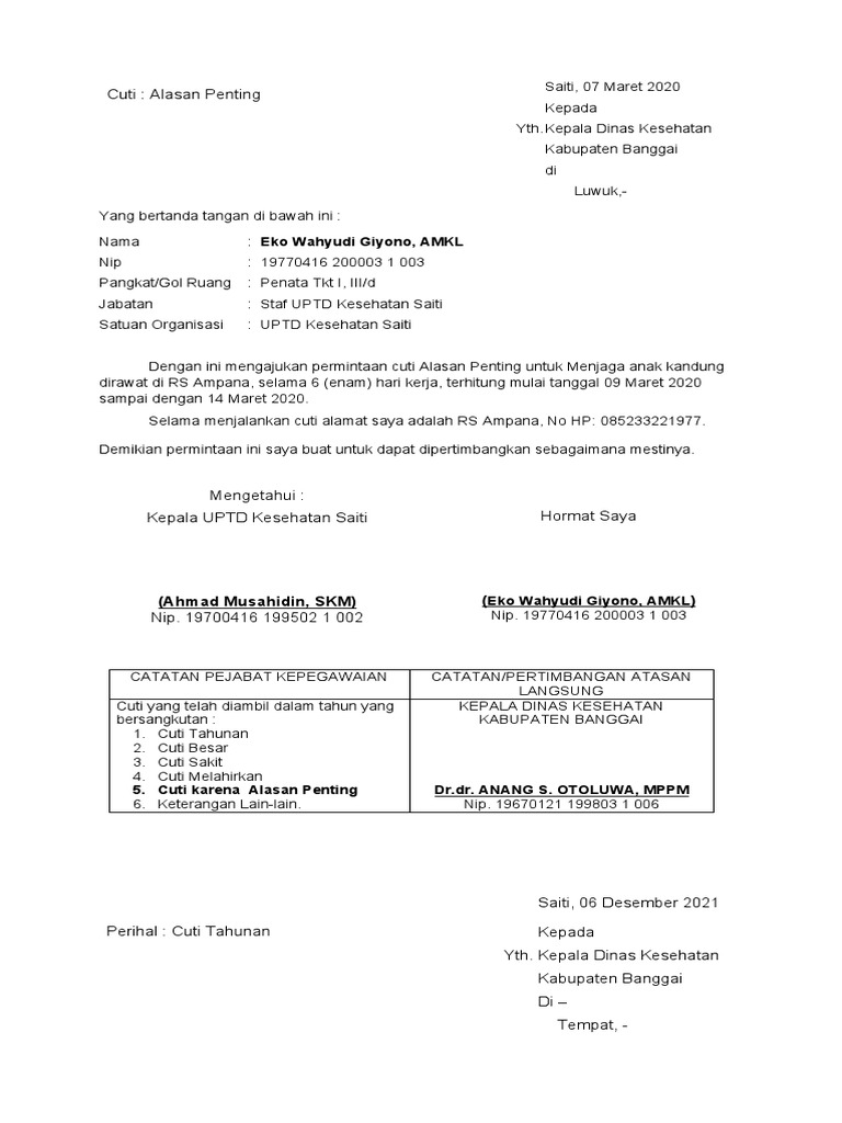Surat Cuti 2018 | PDF