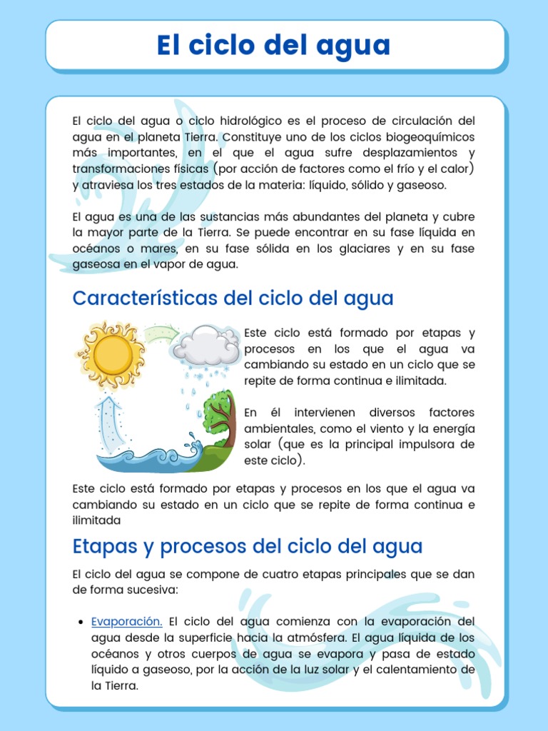 El viaje continuo del agua: las etapas del ciclo hidrológico | PDF ...