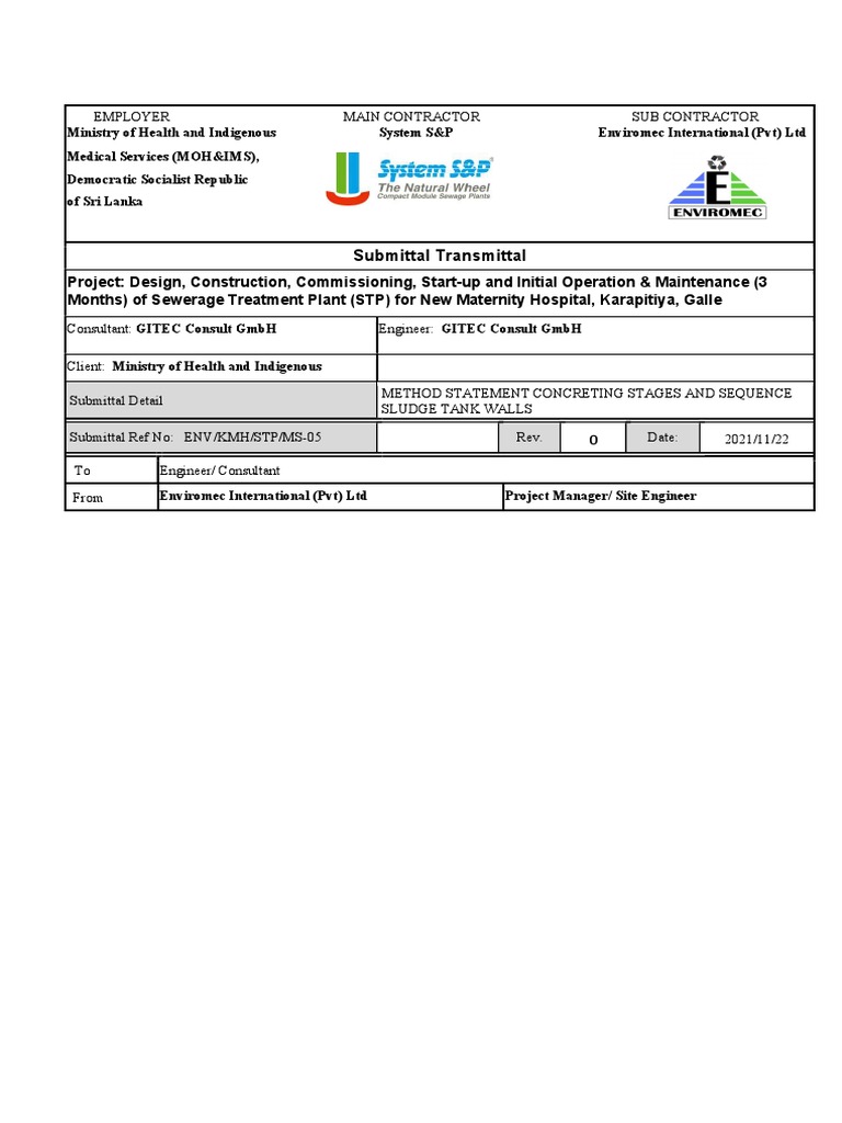 Concrete Pouring Method Statement | PDF | Concrete | Building Materials