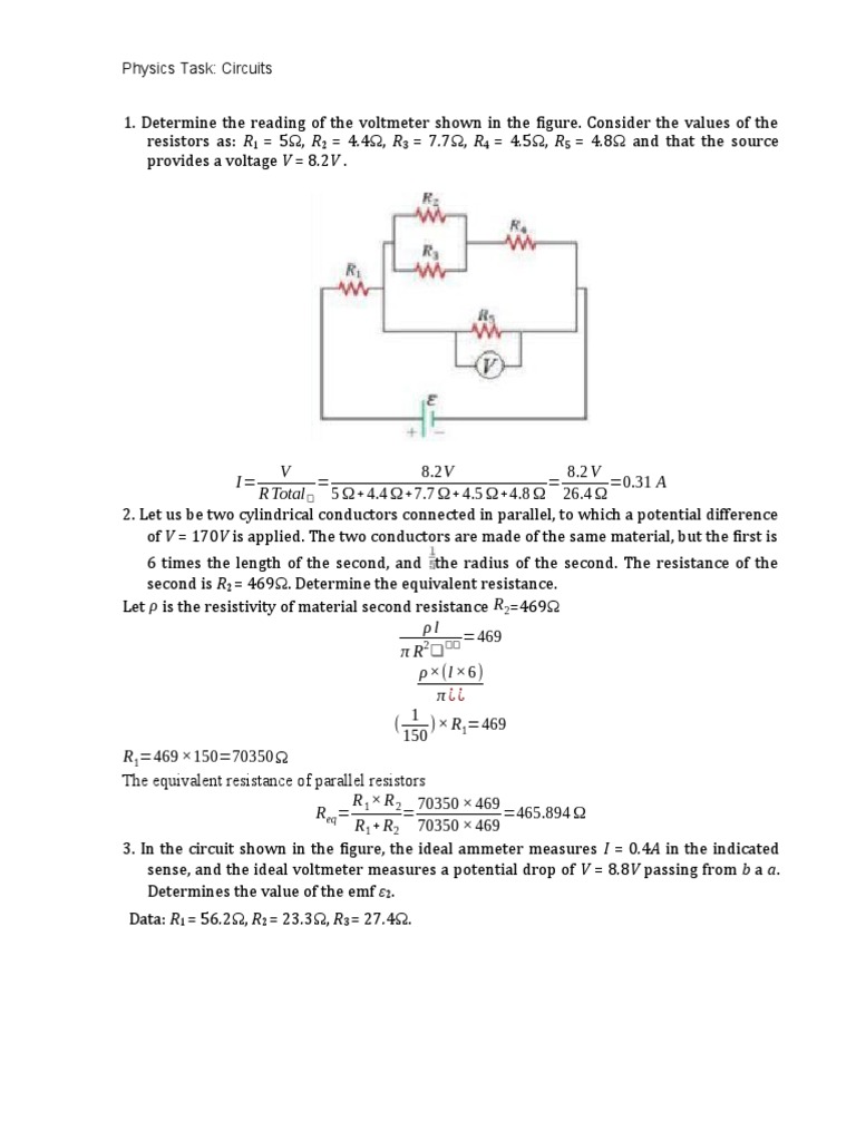 Physics Task: Circuits: I V R Total | PDF