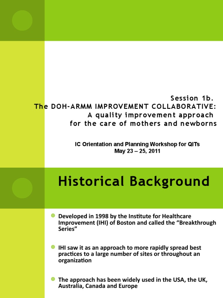Session 1b. The Doh-Armm Improvement Collaborative: A Quality ...
