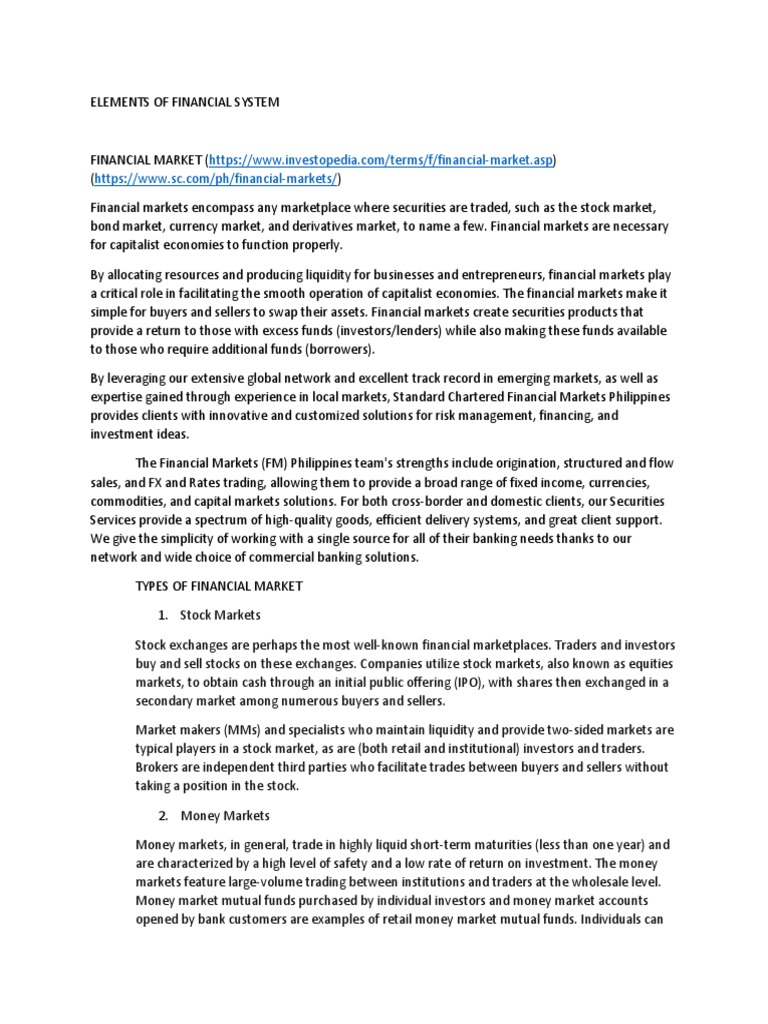Elements of Financial System | PDF | Foreign Exchange Market ...
