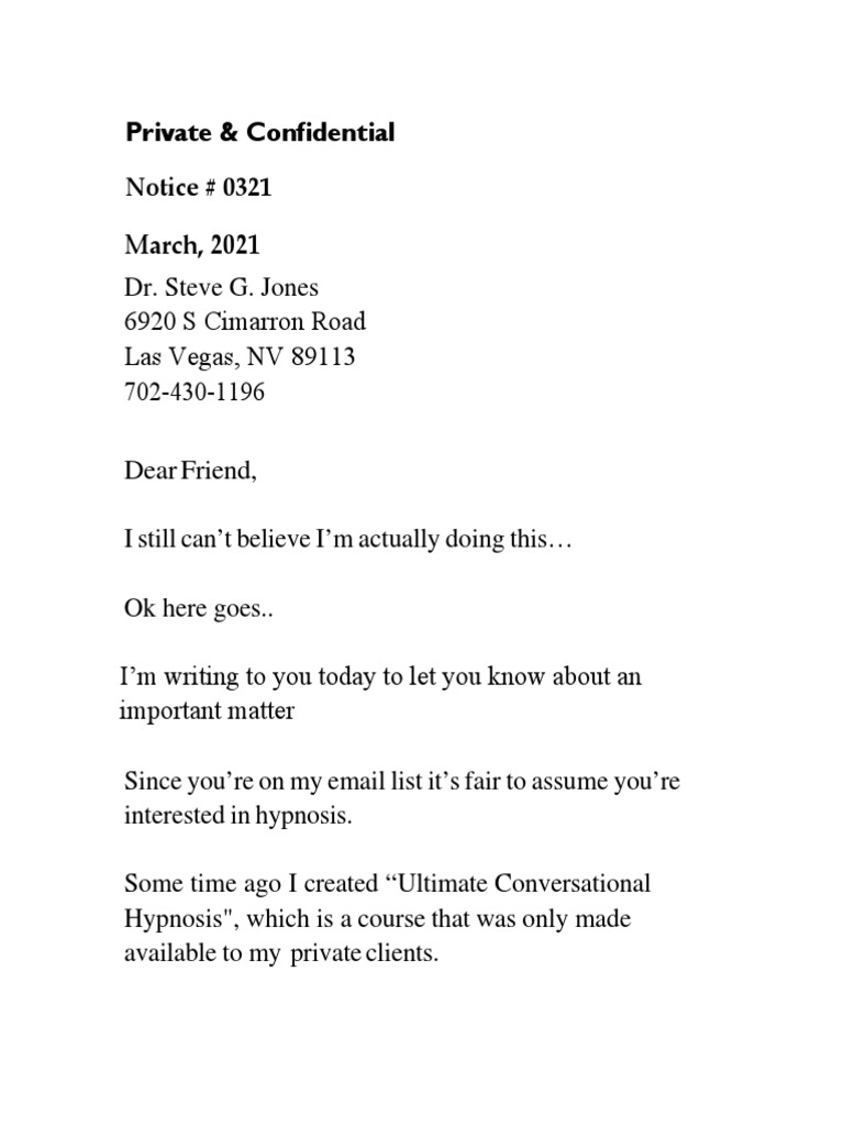 Private & Confidential: Notice # 0321 | PDF