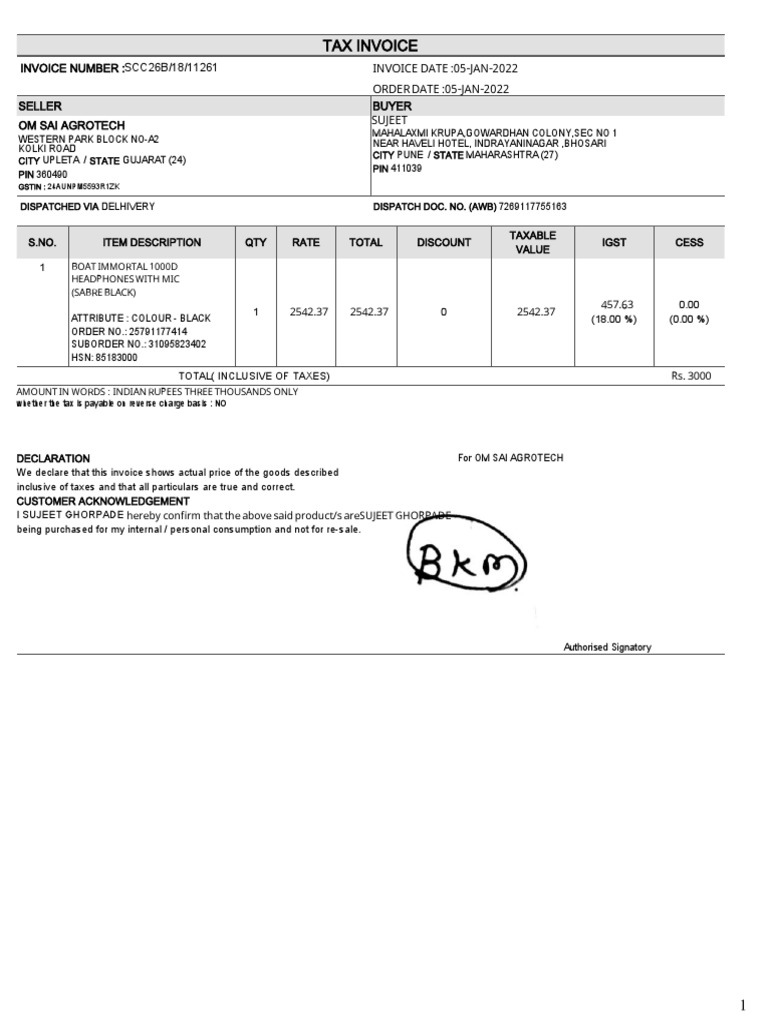Boat Headphone Invoice | PDF | Invoice | Microeconomics