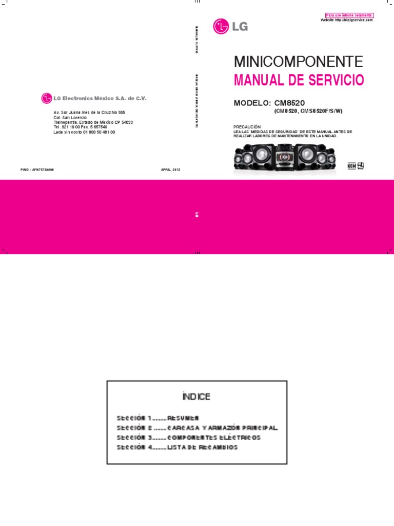 LG CM8520 Afn75734088 | PDF | Circuito integrado | Electricidad