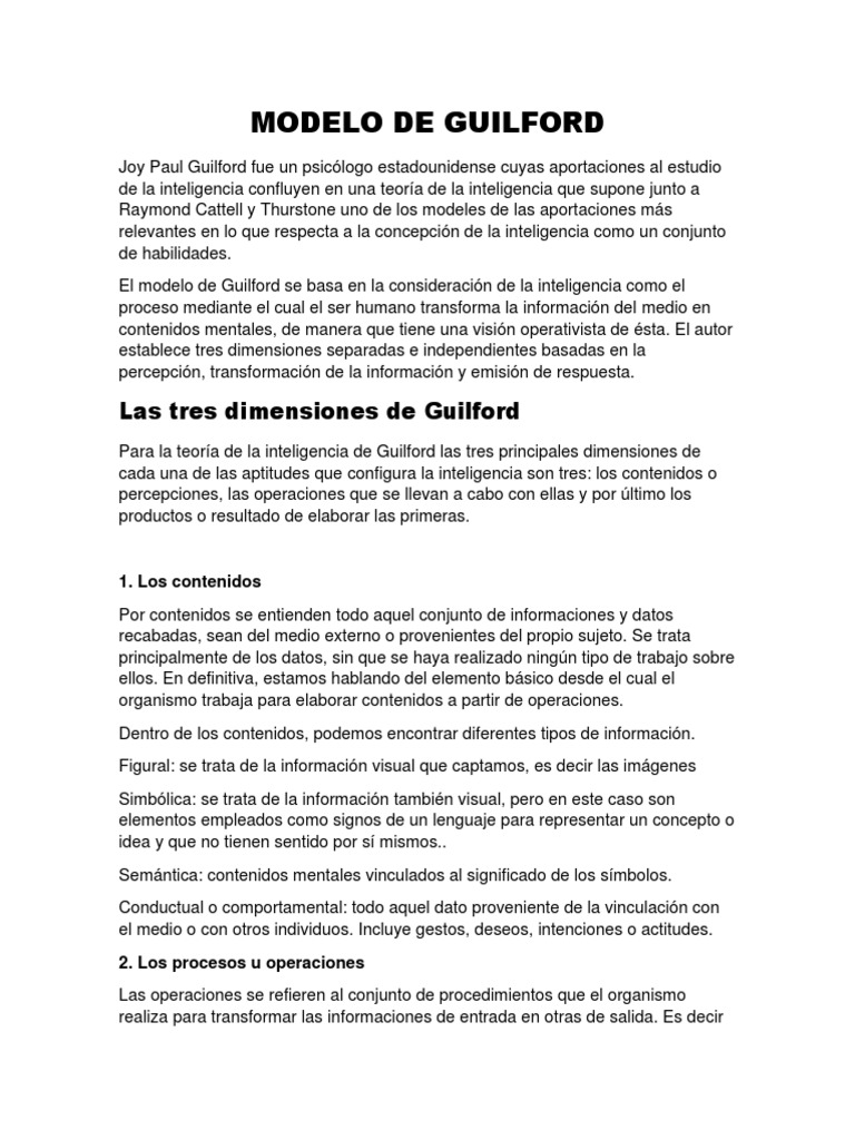 Modelo de Guilford | PDF | Inteligencia | Mente