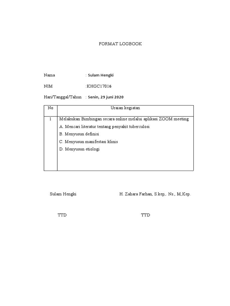 Logbook 1 (Sulam Hengki) | PDF