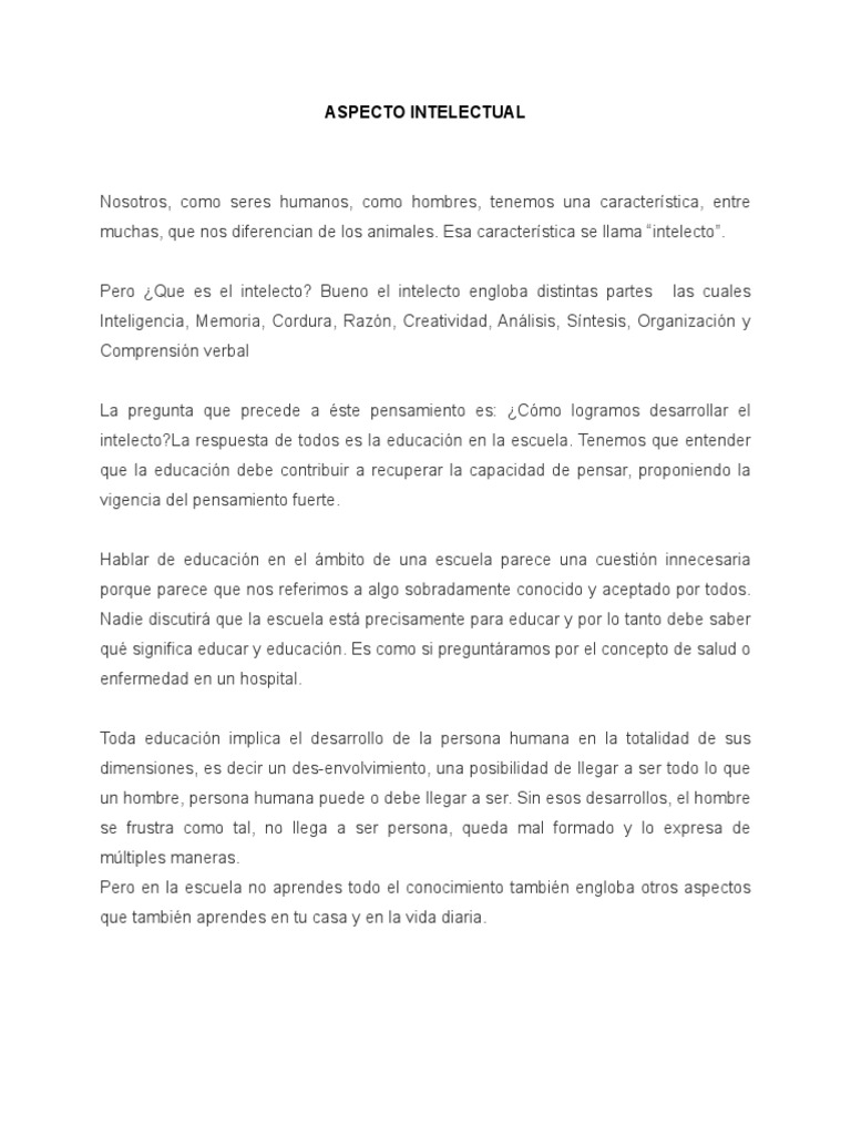 Aspecto Intelectual | PDF | Comprensión | Las emociones