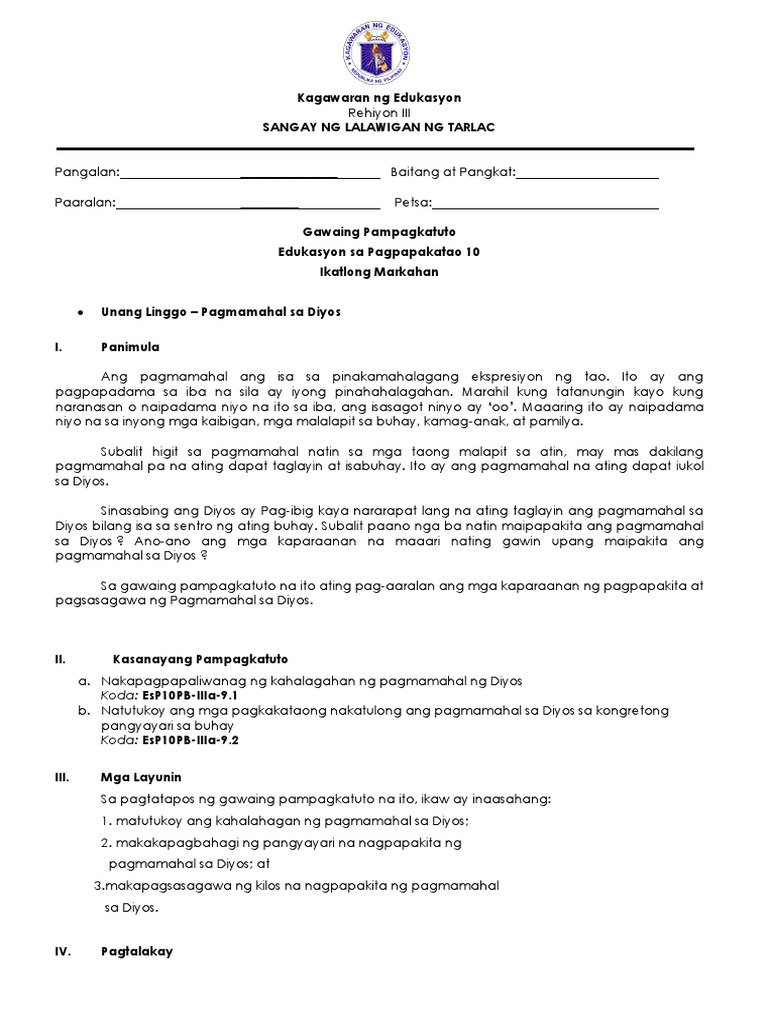 Las 3rd QTR Week 1 7 Esp10 | PDF