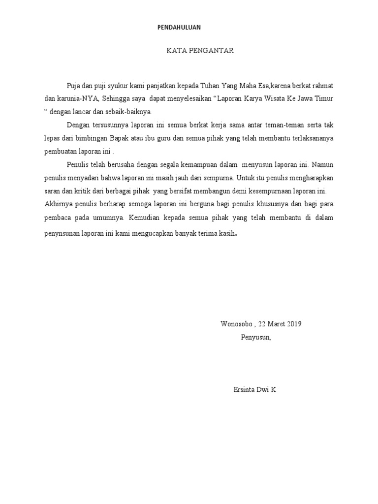 Kata Pengantar Karya Wisata | PDF