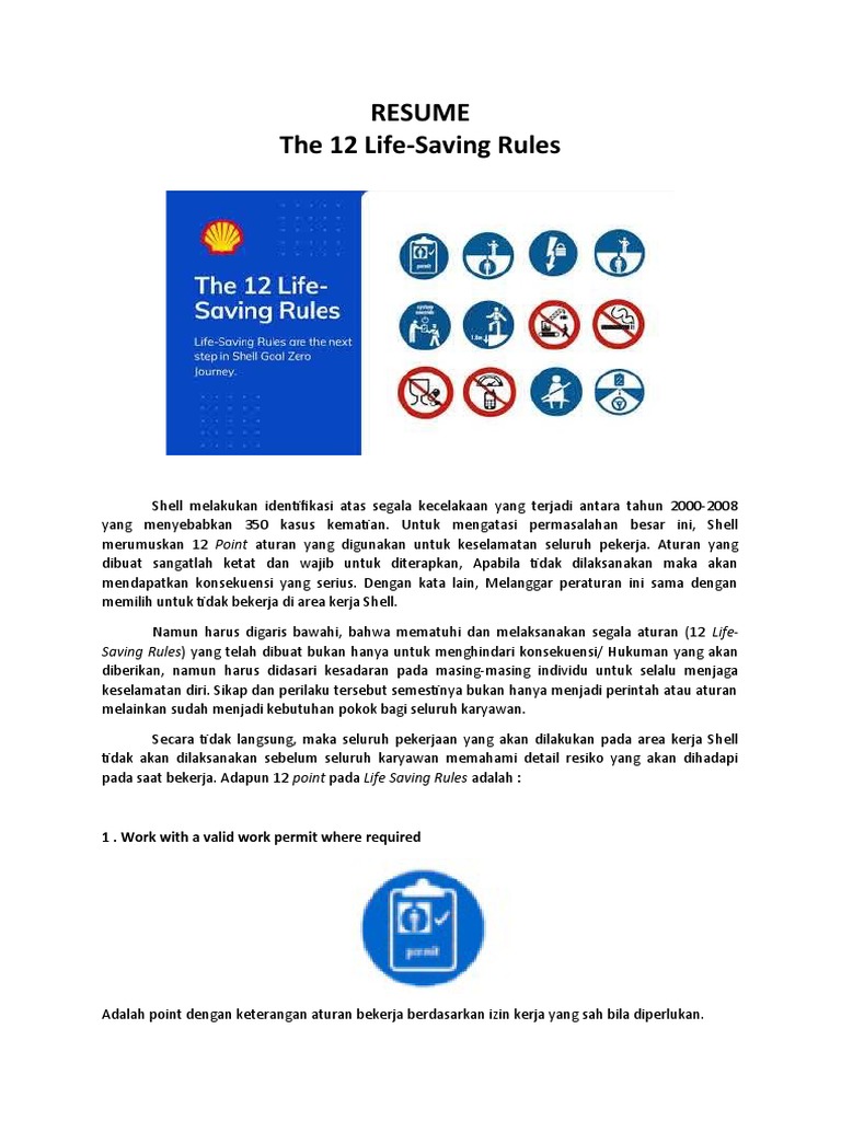 7 Resume The 12 Life-Saving Rules Shell | PDF
