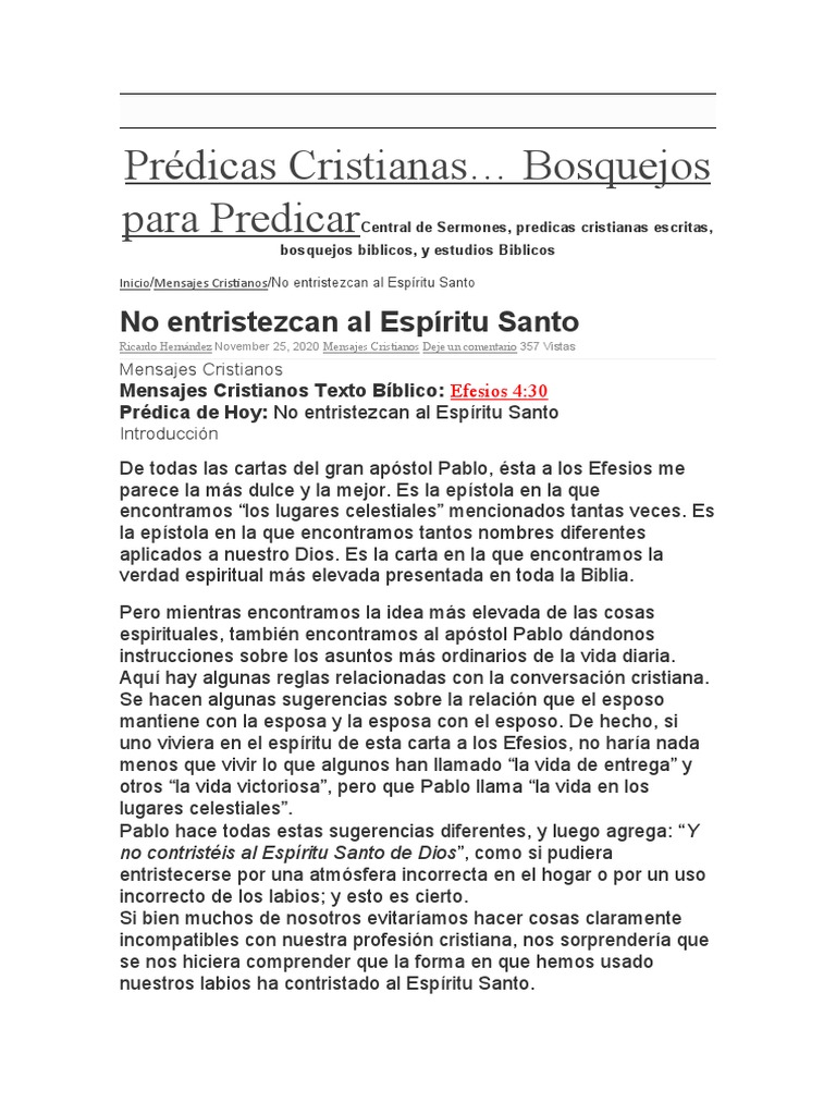 Predicas Cristianas Cortas y Poderosas | PDF | espíritu Santo | Pablo ...