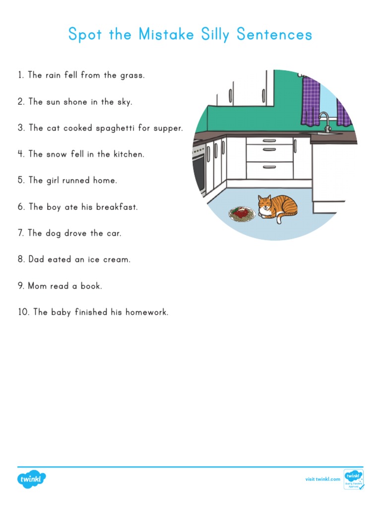 Spot the Mistake: Silly Sentences | PDF
