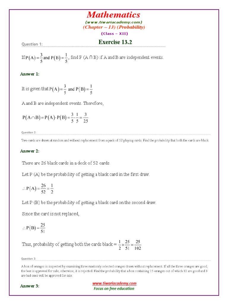 12 Maths Solutions Chapter 13 2 | PDF