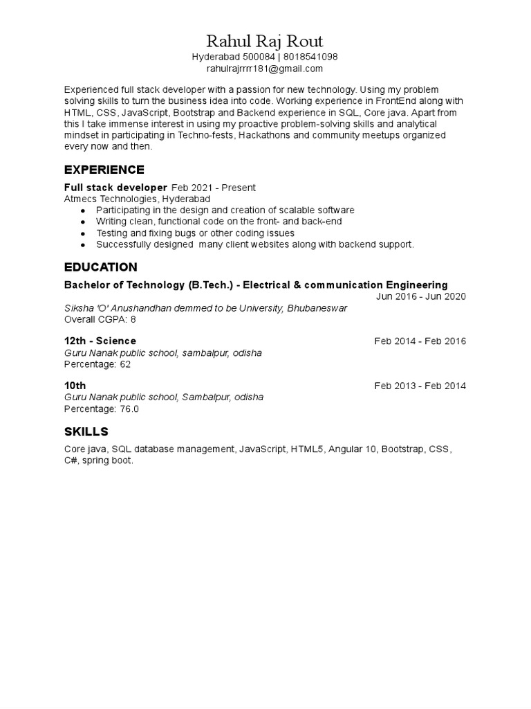 Rahul Resume | PDF