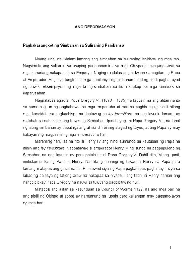 Modyul 12 Ang Repormasyon | PDF
