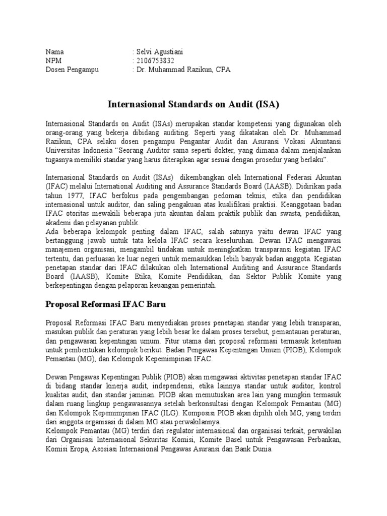 Standar Audit Internasional (ISA) | PDF