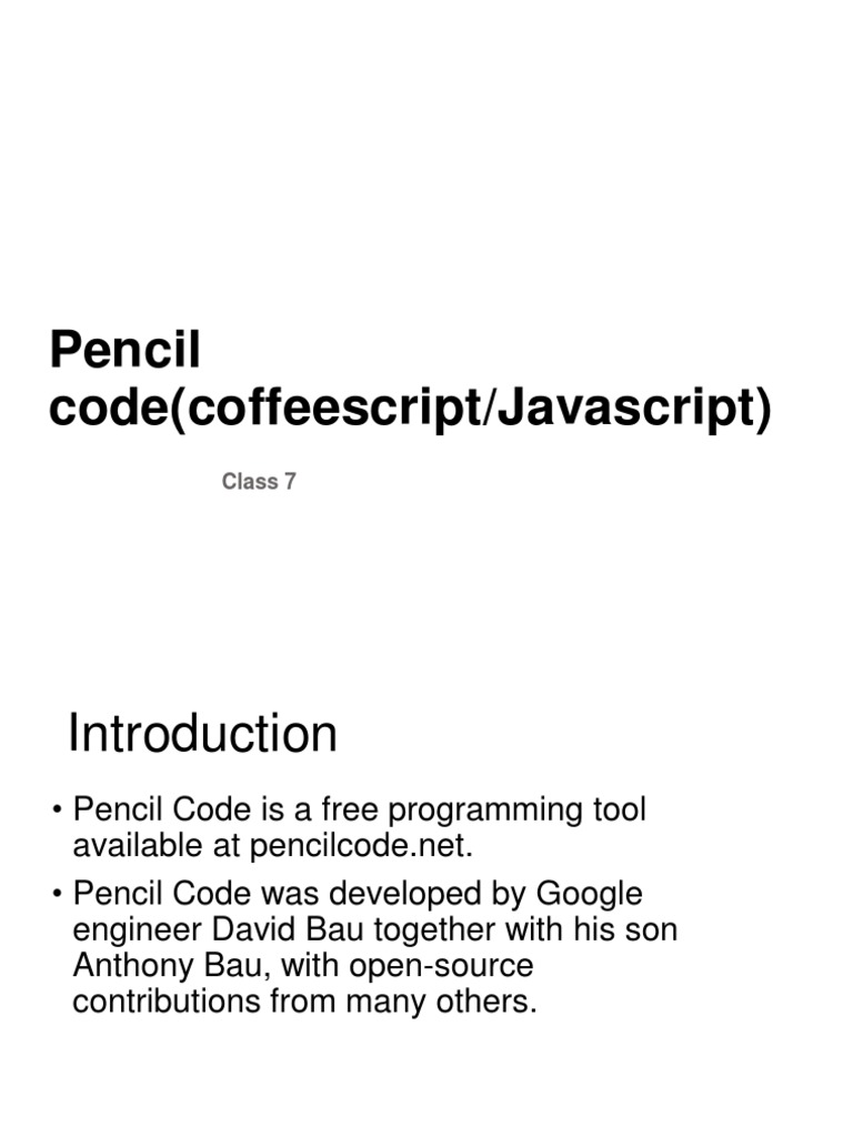 Pencil Code (Coffeescript/javascript) : Class 7 | PDF | World Wide Web | Internet & Web