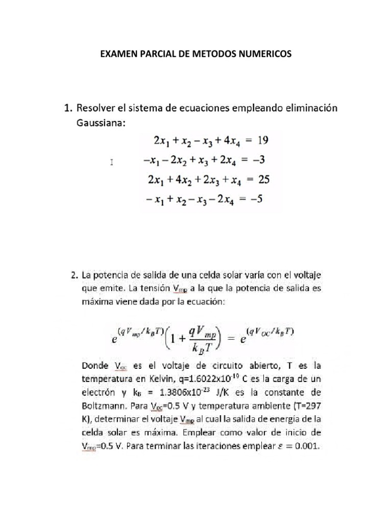 Examen Parcial de Metodos Numericos-21n | PDF
