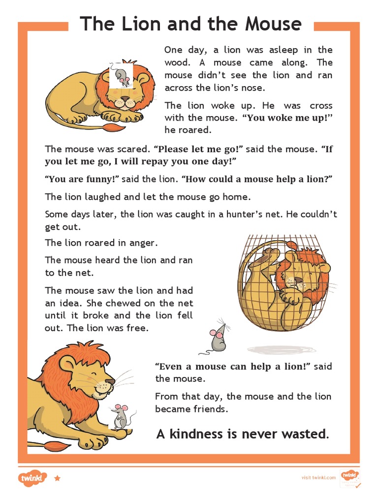The Lion and The Mouse Reading Comprehension Activity | PDF
