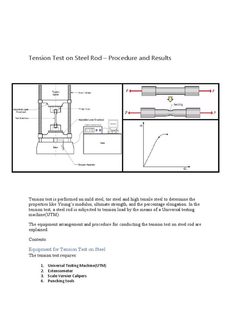 Tension Test On Steel Rod - Procedure and Results | Download Free PDF ...