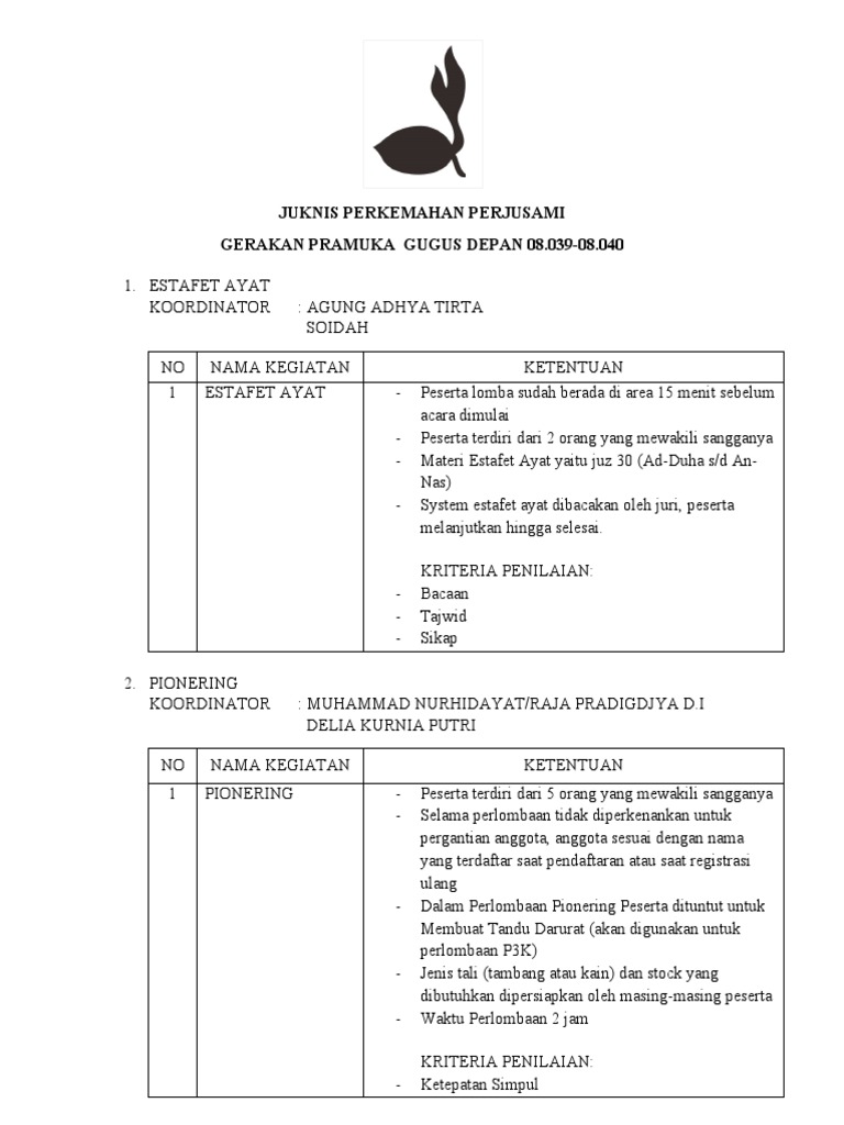 Juknis Perkemahan Perjusami Pramuka | PDF