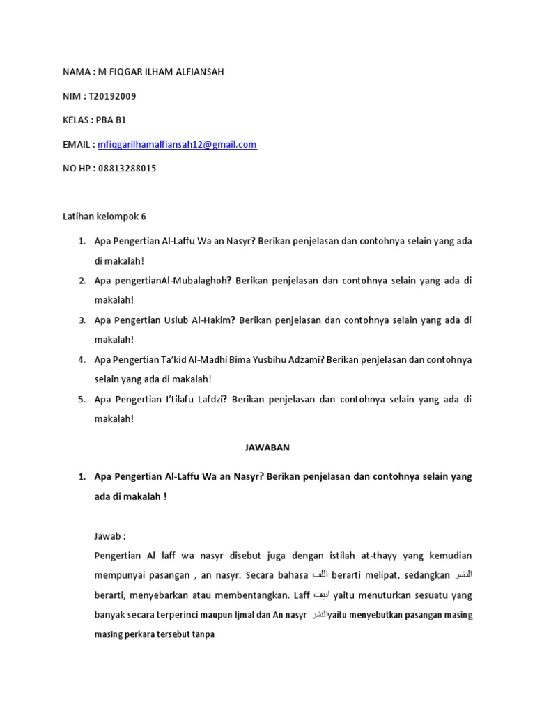 Balaghah Latihan 6 | PDF