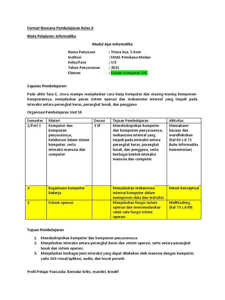 Modul Ajar Tri Informatika Trisna Ayu | PDF