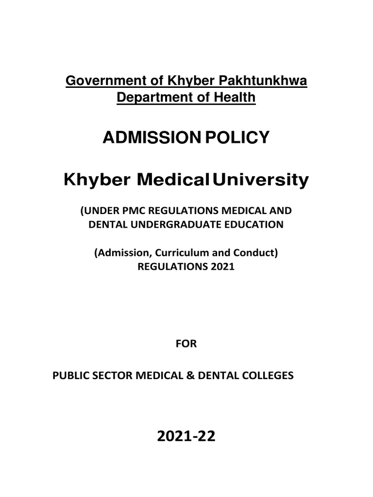KPK Admission Policy For MBBS &BDS 2021-22i 2 | PDF | University And College Admission | Dental ...