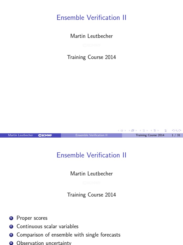 Ensemble Verification II: Training Course 2014 1 / 31 | PDF ...