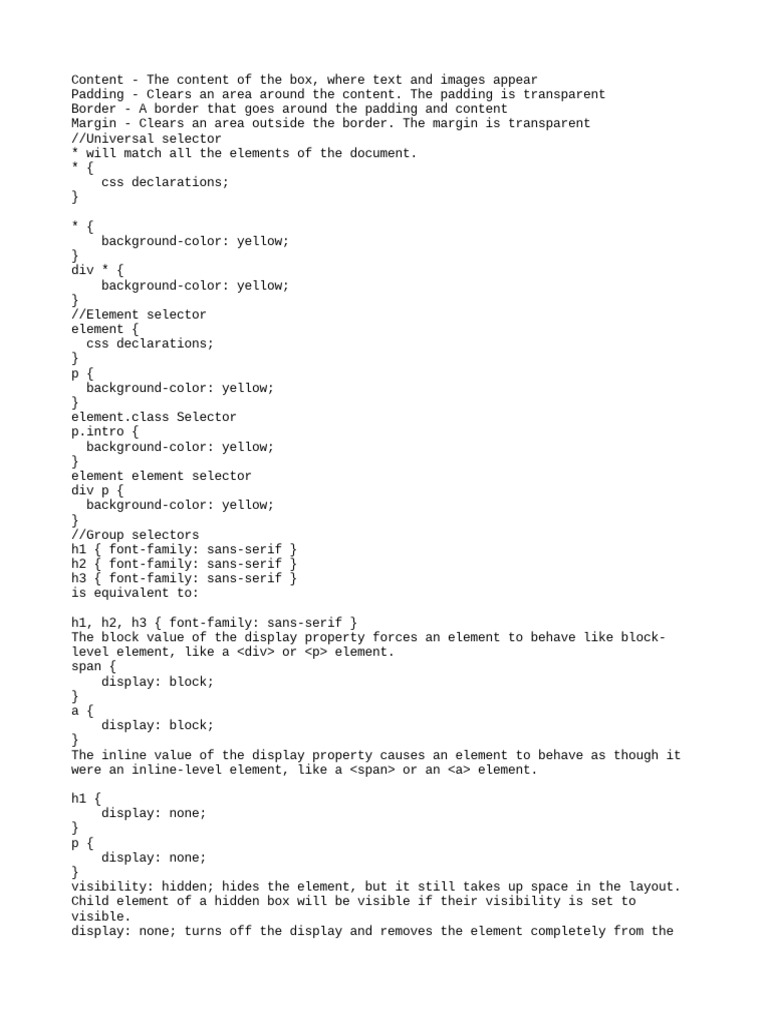Css Notes | PDF | Computer File Formats | Software Engineering