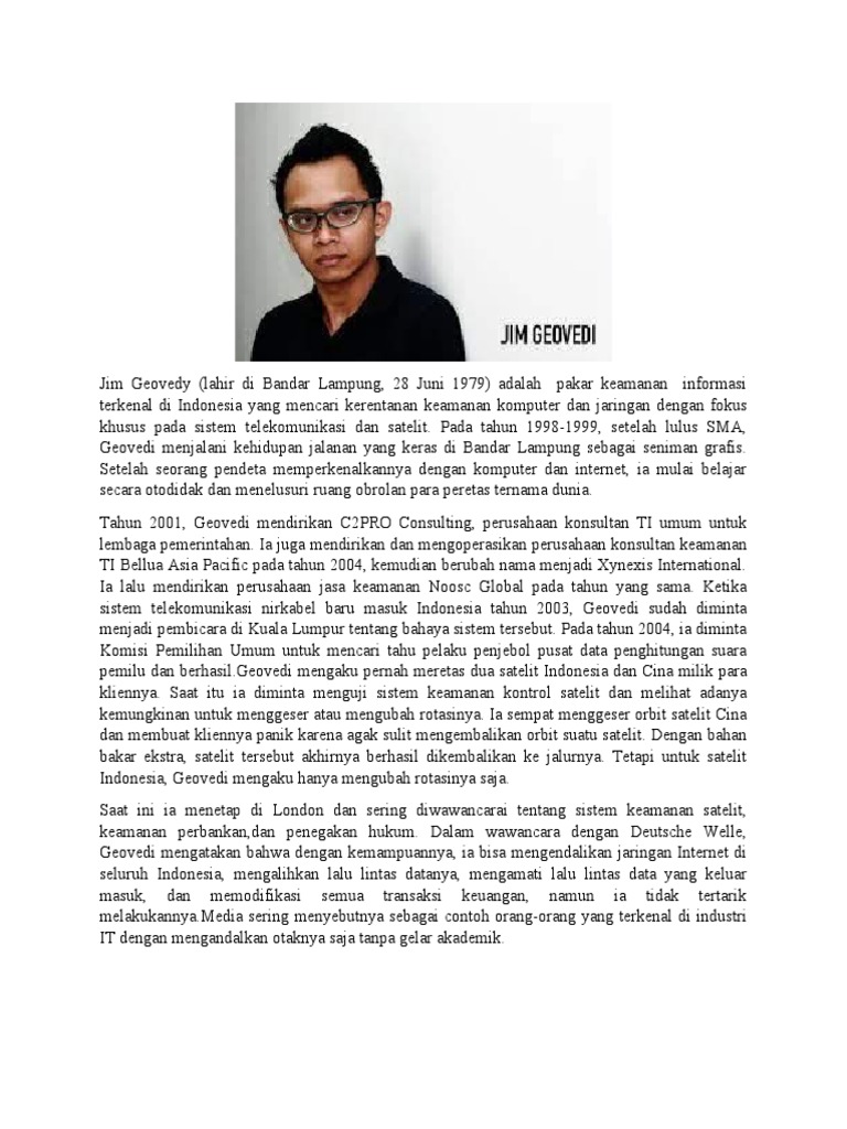 Jim Geovedi: Pakar Keamanan TI Indonesia | PDF
