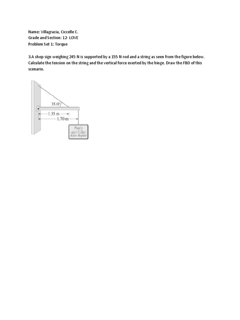 Problem Set 1 - Torque | PDF
