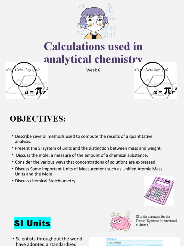 Week 6 Calculations Used in Analytical Chemistry | PDF | Mole (Unit ...