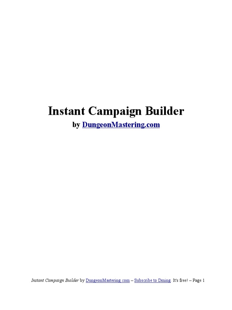 Instant Campaign Builder | PDF | Dungeons & Dragons | Role Playing Games