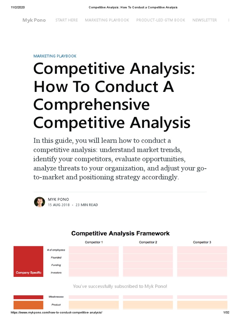 Competitive Analysis - How To Conduct A Competitive Analysis | PDF ...