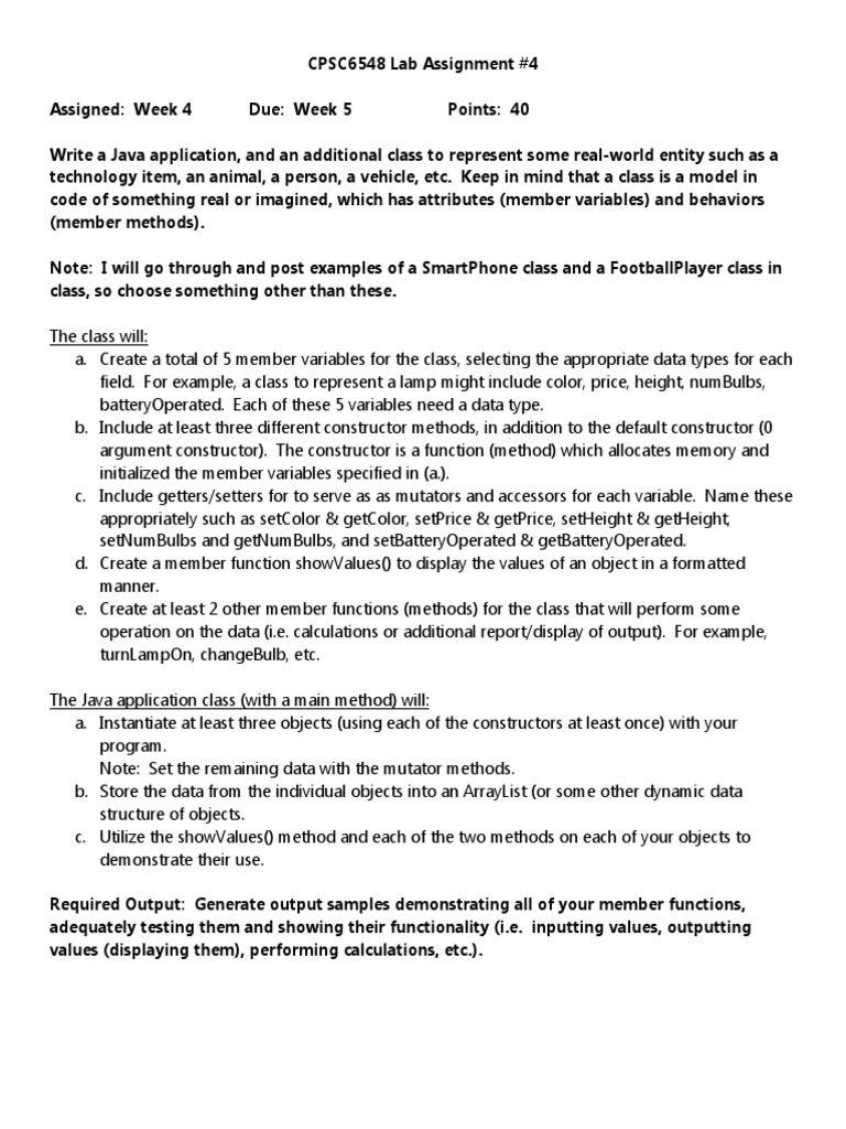 CPSC6548 FA21 Lab Assignment#4 | PDF | Class (Computer Programming ...