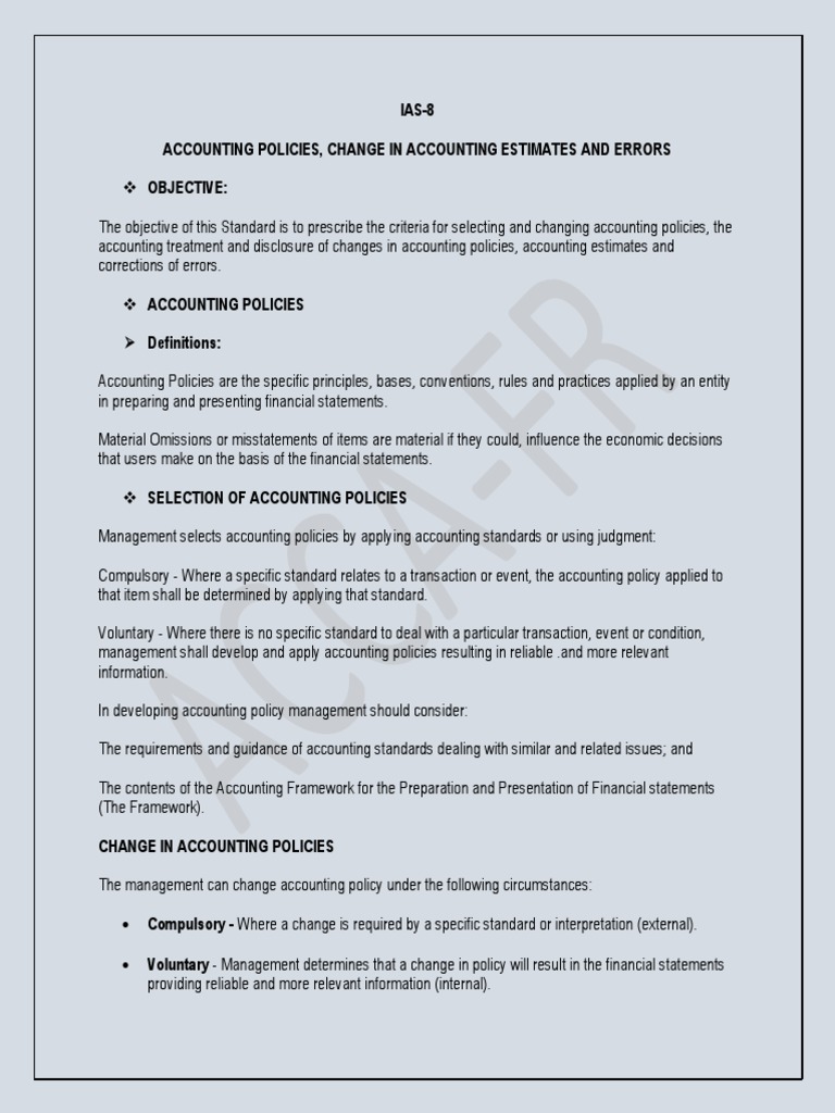 IAS-8 Accounting Policies, Change in Accounting Estimates and Errors ...