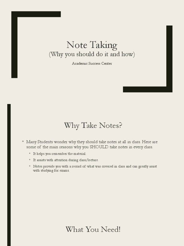 Note Taking: (Why You Should Do It and How) | PDF | Information | Lecture