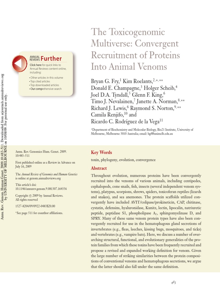 The Toxicogenomic Multiverse Convergent | PDF | Venom | Secretion