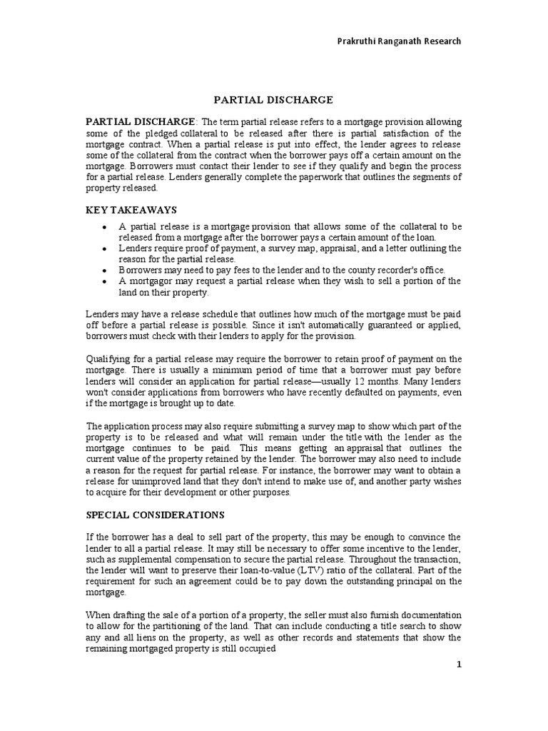 Partial Discharge - Note | PDF | Mortgage Loan | Loans