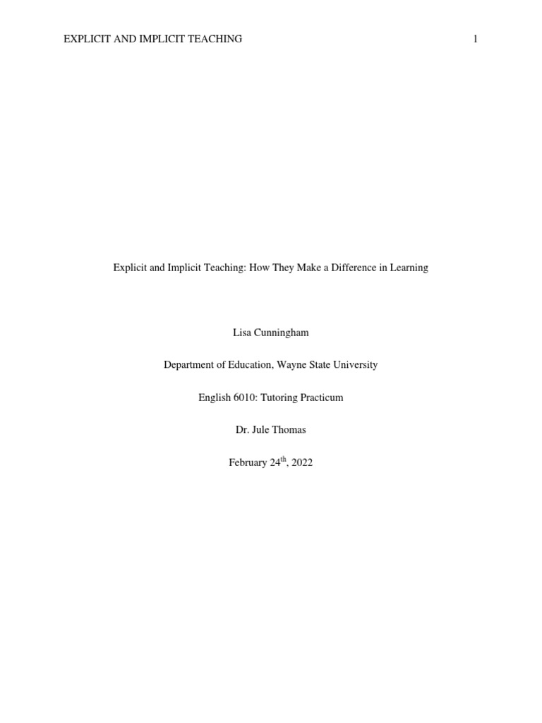 Explicit and Implicit Teaching 1 | PDF | Learning | Second Language