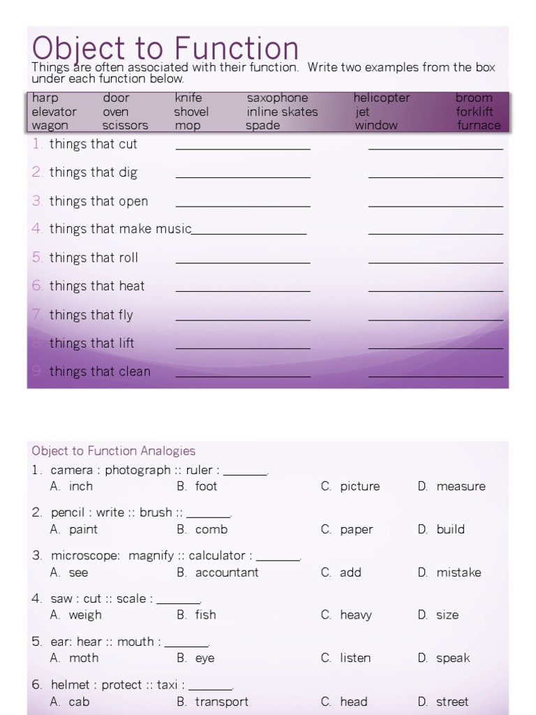Analogies Object To Function | PDF