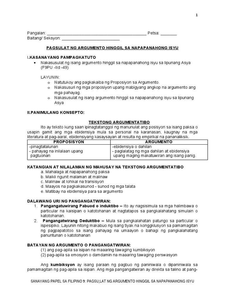 Pagsulat NG Argumento | PDF