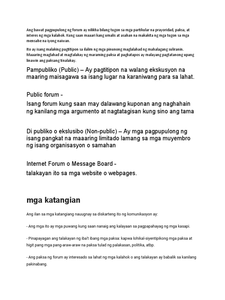 Filipino Forum Script Reporting | PDF