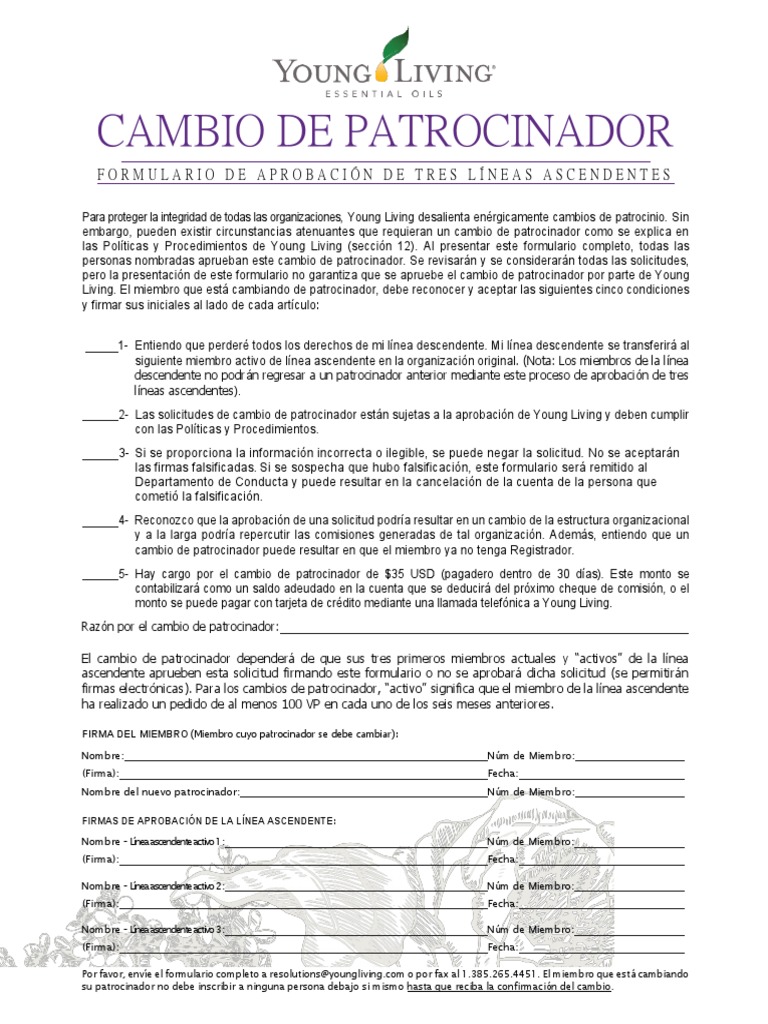 Nuevo Formato de Cambio de Patrocinio | PDF