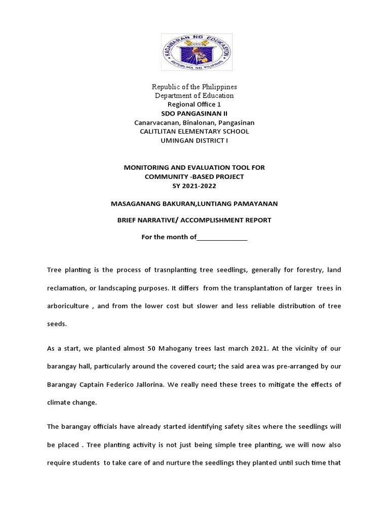 Monthly Narrative Report | PDF | Vegetables | Kitchen Garden