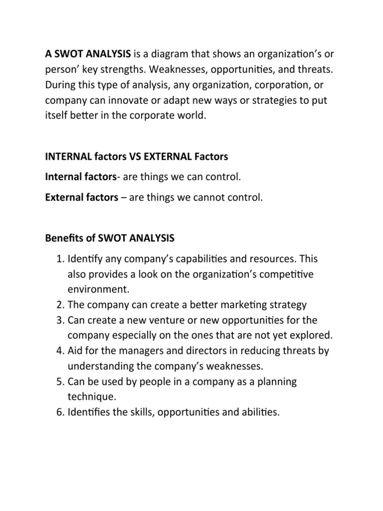 Benefits of SWOT Analysis Explained | PDF