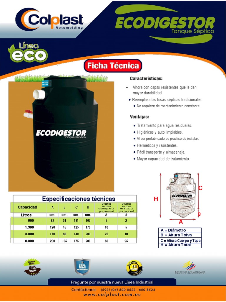 Ecodigestor Ecoplast | PDF | Administracion del Agua | Tanque séptico